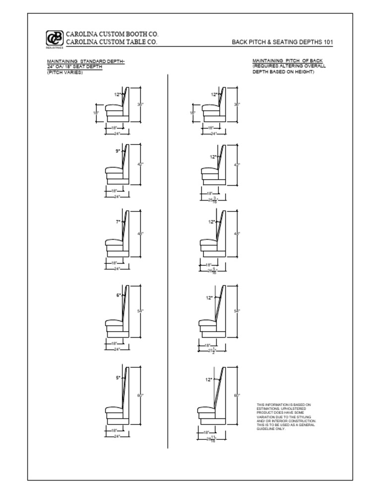 Booth 101 Back Pitch Seating Depth | PDF