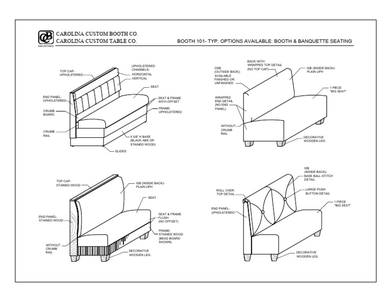 Booth 101 Typical Booth Banquette Options 101 A | PDF