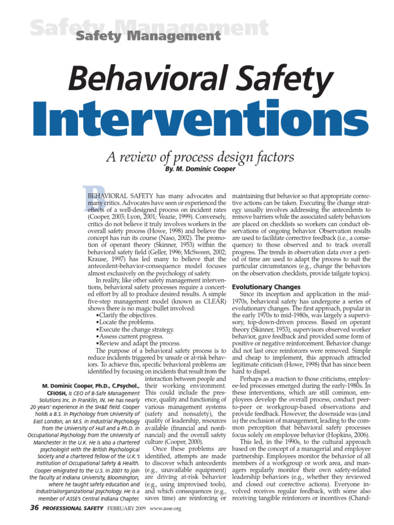 Behavioral Safety Interventions A Review of Process Design Factors | PDF | Goal Setting | Effect ...