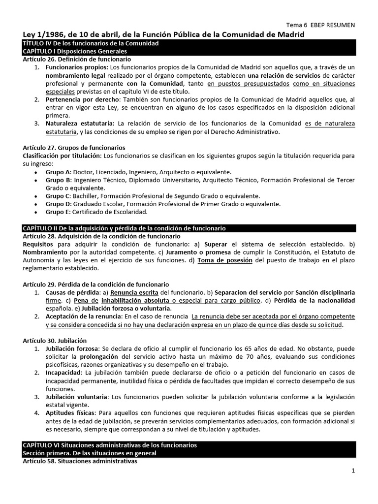 t6 Ebep Estatuto RESUMEN | PDF | Servicio Civil | Derecho laboral