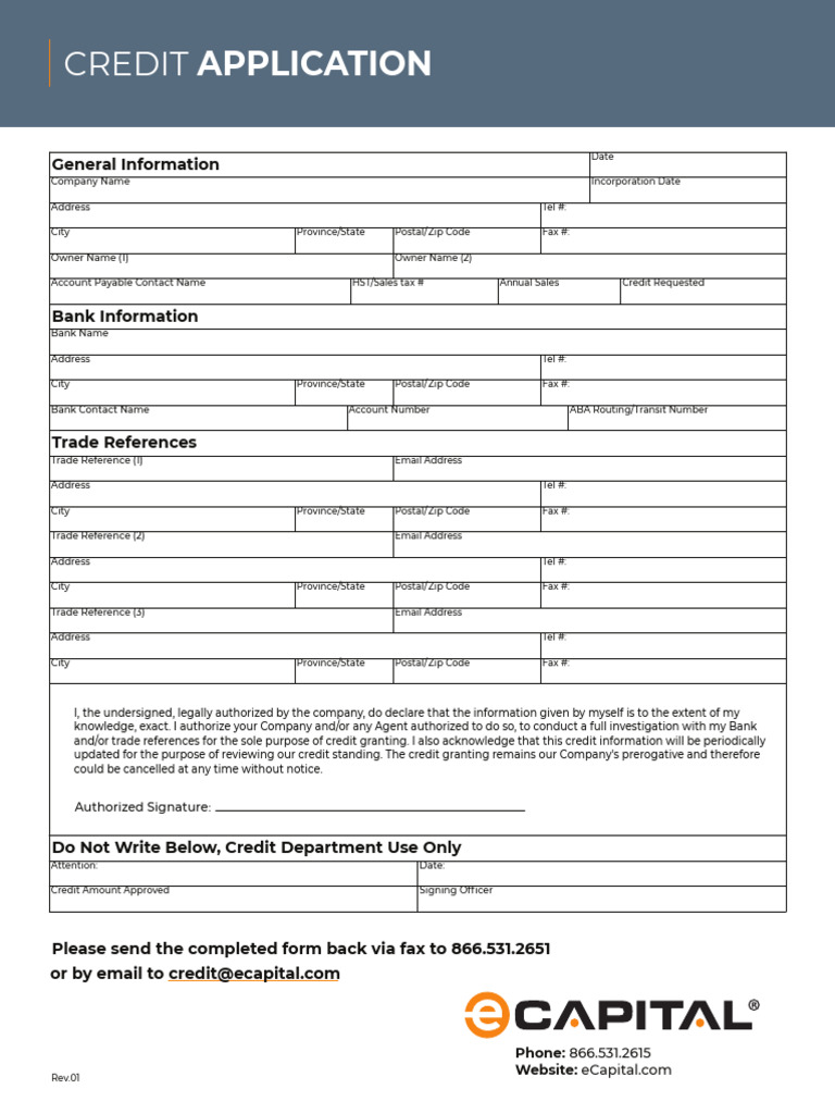 Credit Application Form | PDF