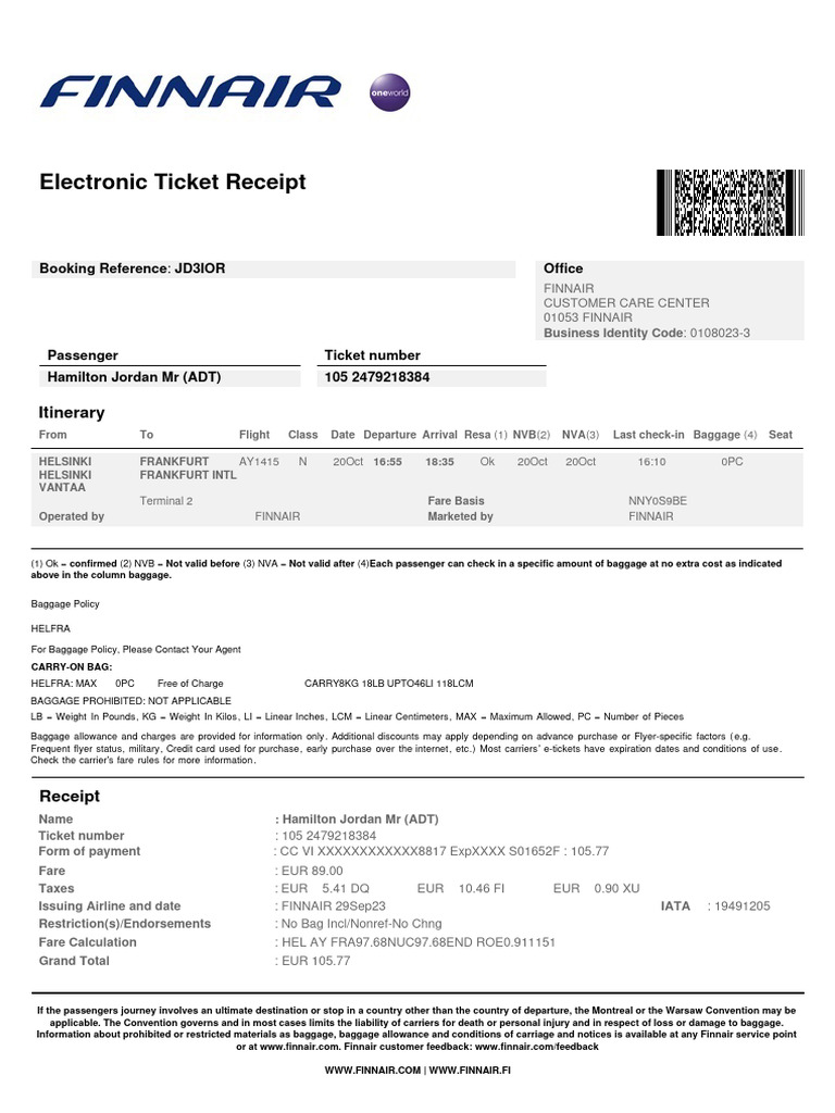 Your Electronic Ticket Receipt | PDF
