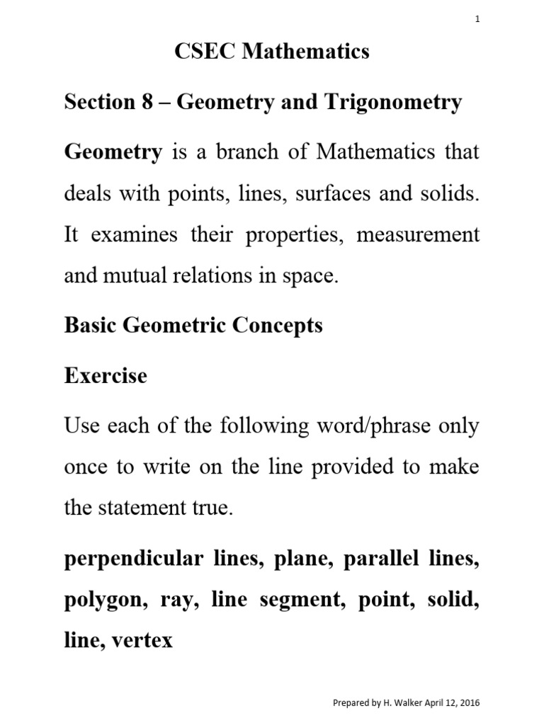 Section 8 - Geometry and Trigonometry | PDF | Circle | Line (Geometry)