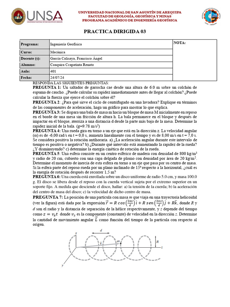Practica Dirigida 03 | PDF | Masa | Cantidad