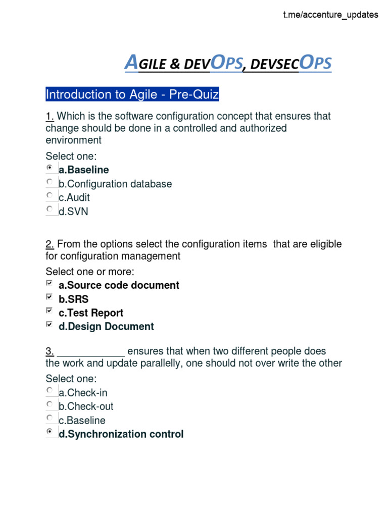 Agile and Devops Quizz @accenture - Updates | PDF | Software ...