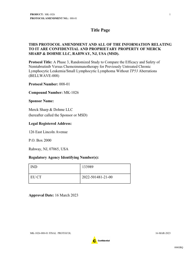 01 - MK1026-008 - 01 - Protocol Amendment 01 English - 16mar23 | PDF ...