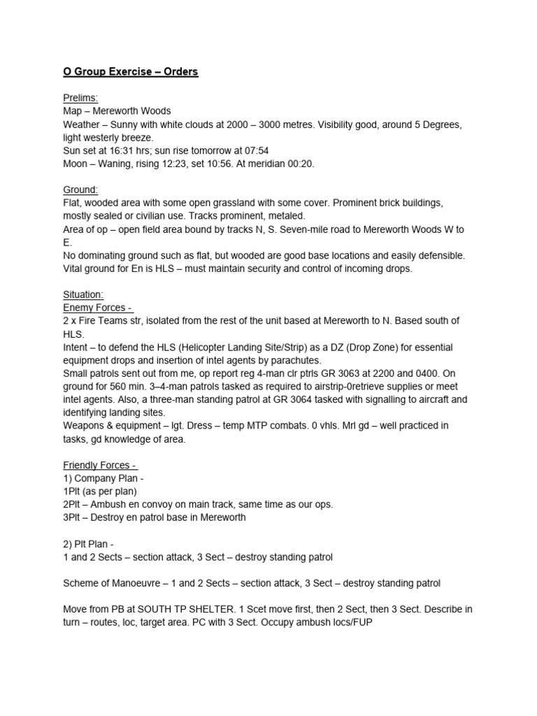 Fox Pit Section 2 Orders | PDF | Military | Military Operations