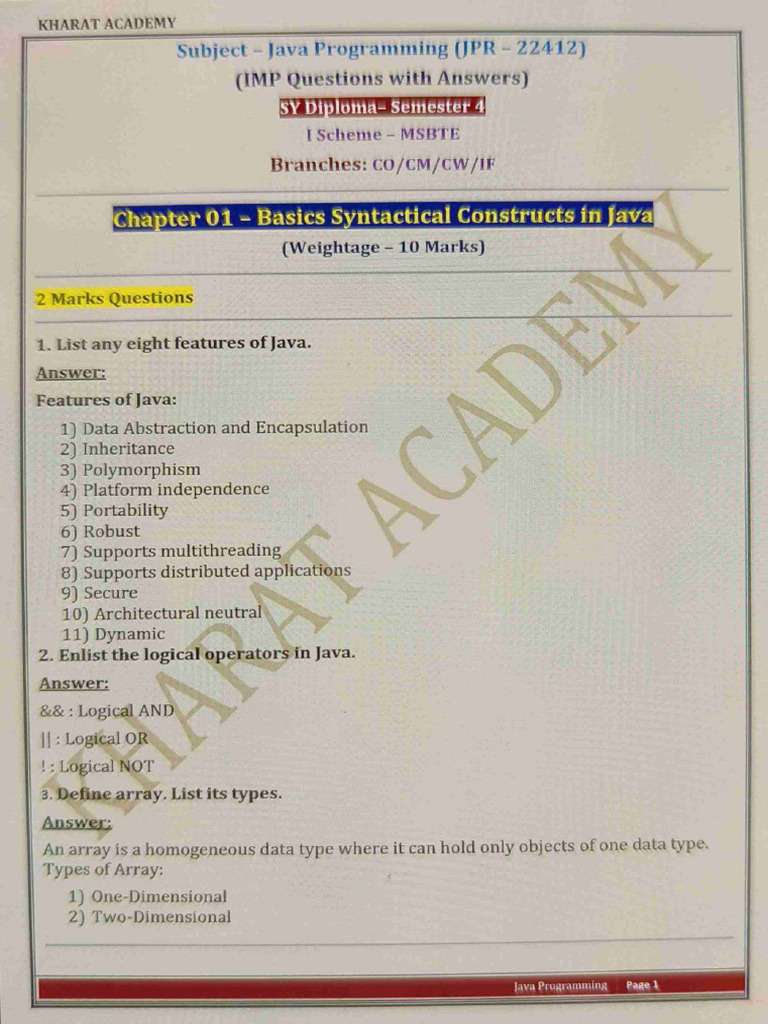 Java Kharat Imp | PDF
