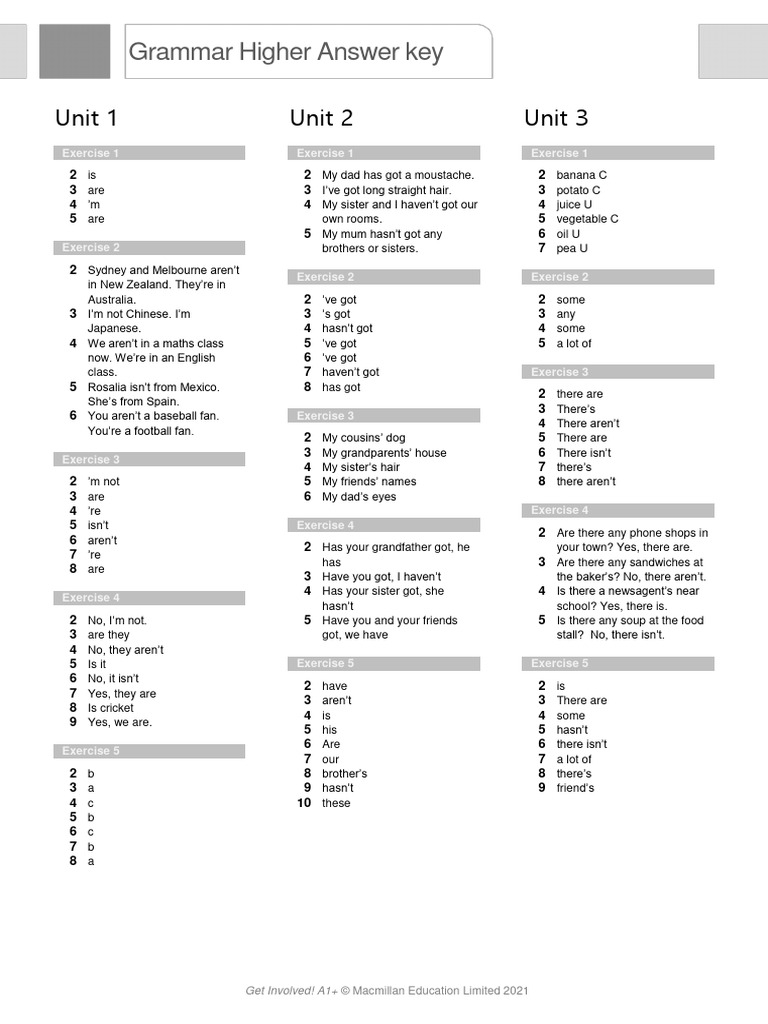 GI A1PLUS Grammar Higher AK | PDF