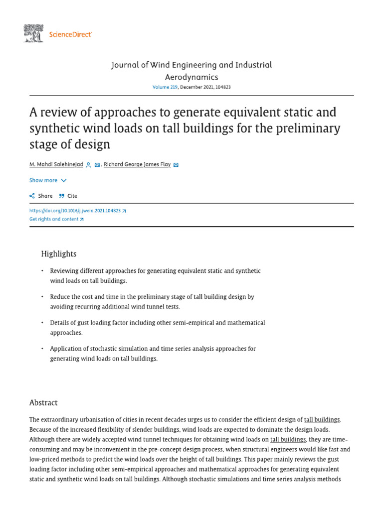 Procedure For Calculating Equivalent Dynamic Forces of Wind Pressure From Wind Spectra | PDF