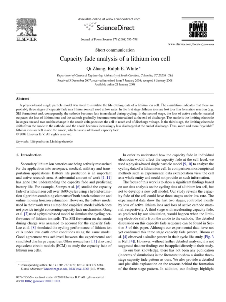 Lithium Ion Cell Capacity Fade Analysis | PDF | Lithium Ion Battery | Anode