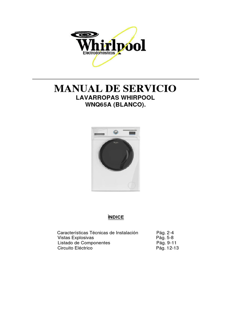 Manual Servicio Lavadora Whirlpool | PDF | Cantidades fisicas | Ingenieria Eléctrica