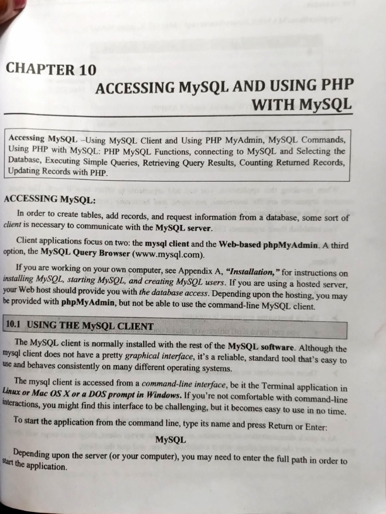 Unit V (Accessing MYSQL) | PDF