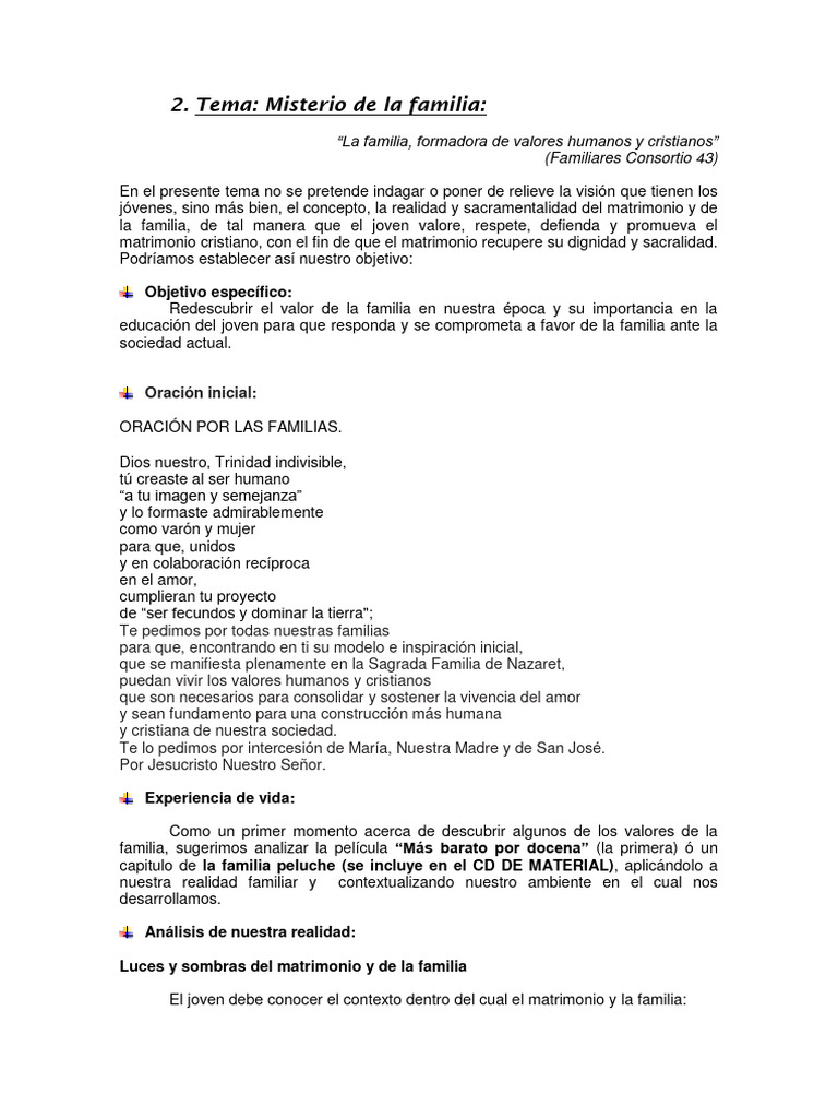 Tema2 El Misterio de La Familia | PDF | Familia | Matrimonio