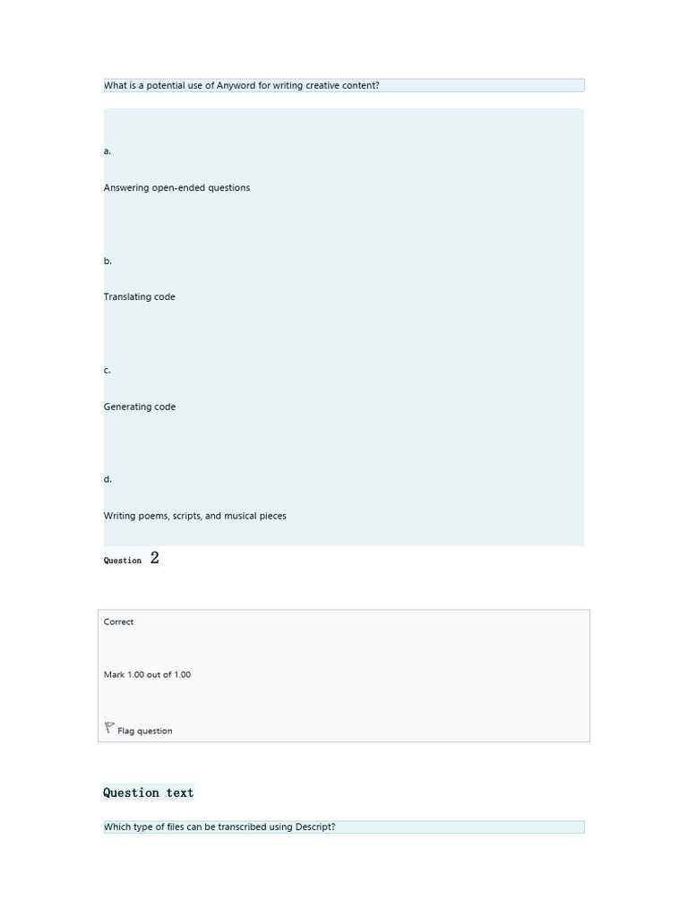 What Is A Potential Use of Anyword For Writing Cre | PDF | Learning ...
