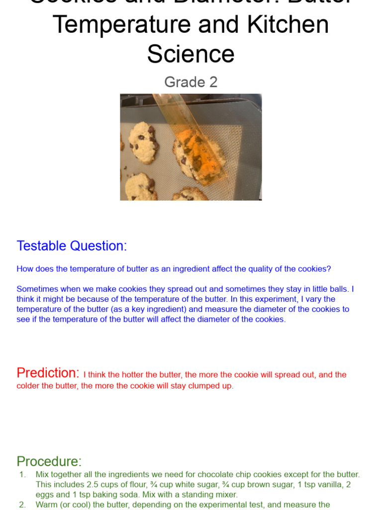 Cookie Experiment Butter and Diameter | PDF | Temperature | Butter