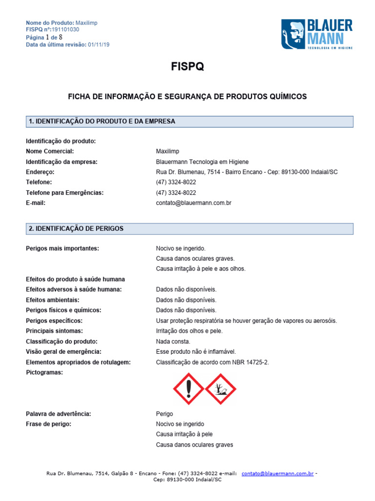 Fispq - Maxilimp Multiuso Blauer Mann | PDF | Combustão | Química