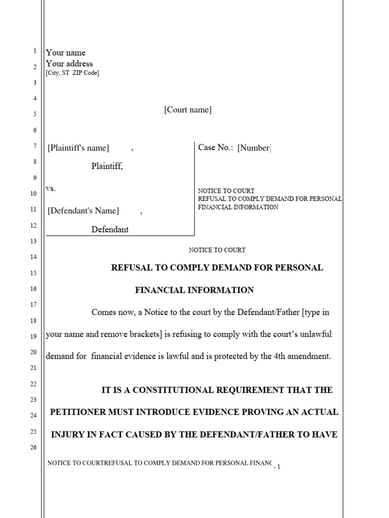 Refusal to Comply with Financial Demand | PDF | Standing (Law) | Case Law