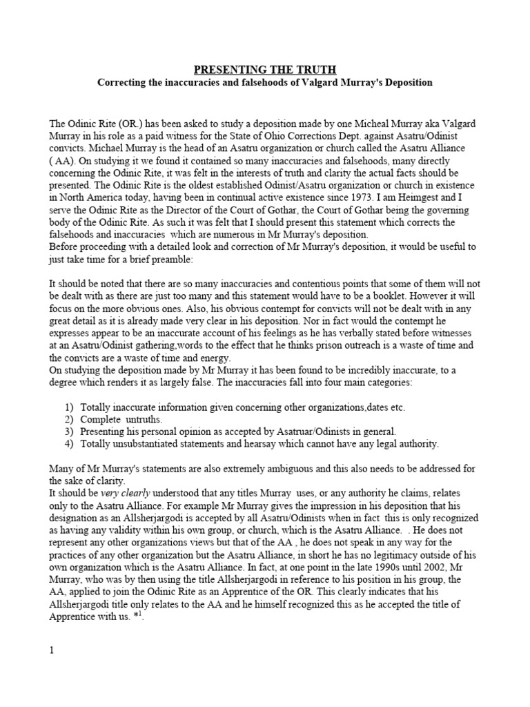 Presenting Thetruth - The Odinic Rite | PDF | Heathenry (New Religious ...