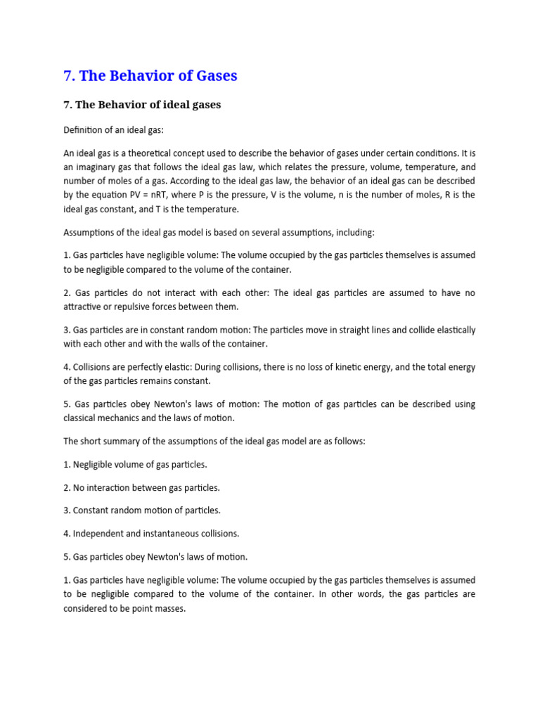 Behavior of Gases | PDF | Gases | Gibbs Free Energy