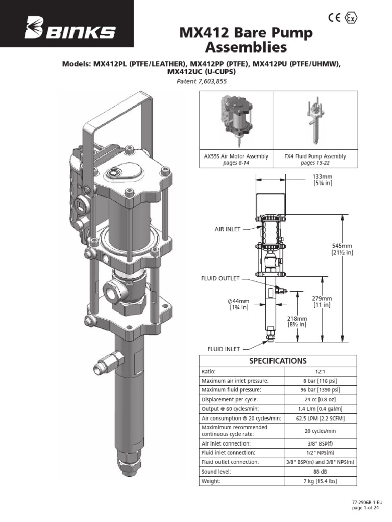 Binks MX4 12 Bare Pump Service Bulletin | PDF | Pump | Valve