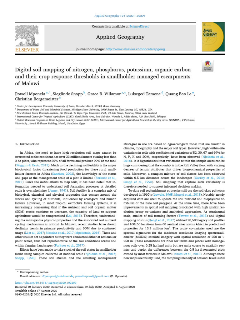 Digital Soil Mapping in Malawi | PDF | Soil | Ecosystem