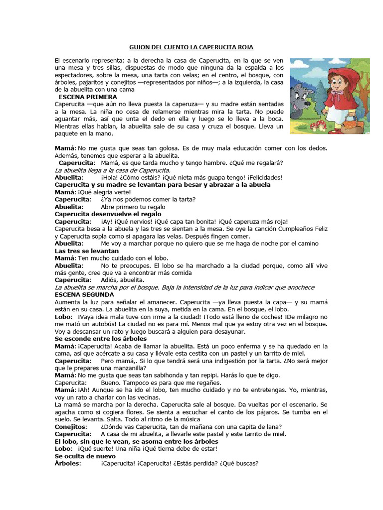 Guion Del Cuento La Caperucita Roja Pdf Novela Negra Policíaca Y