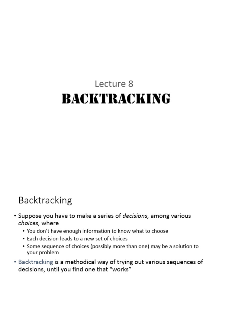 Backtracking Techniques in Problem Solving | PDF | Applied Mathematics | Theoretical Computer ...