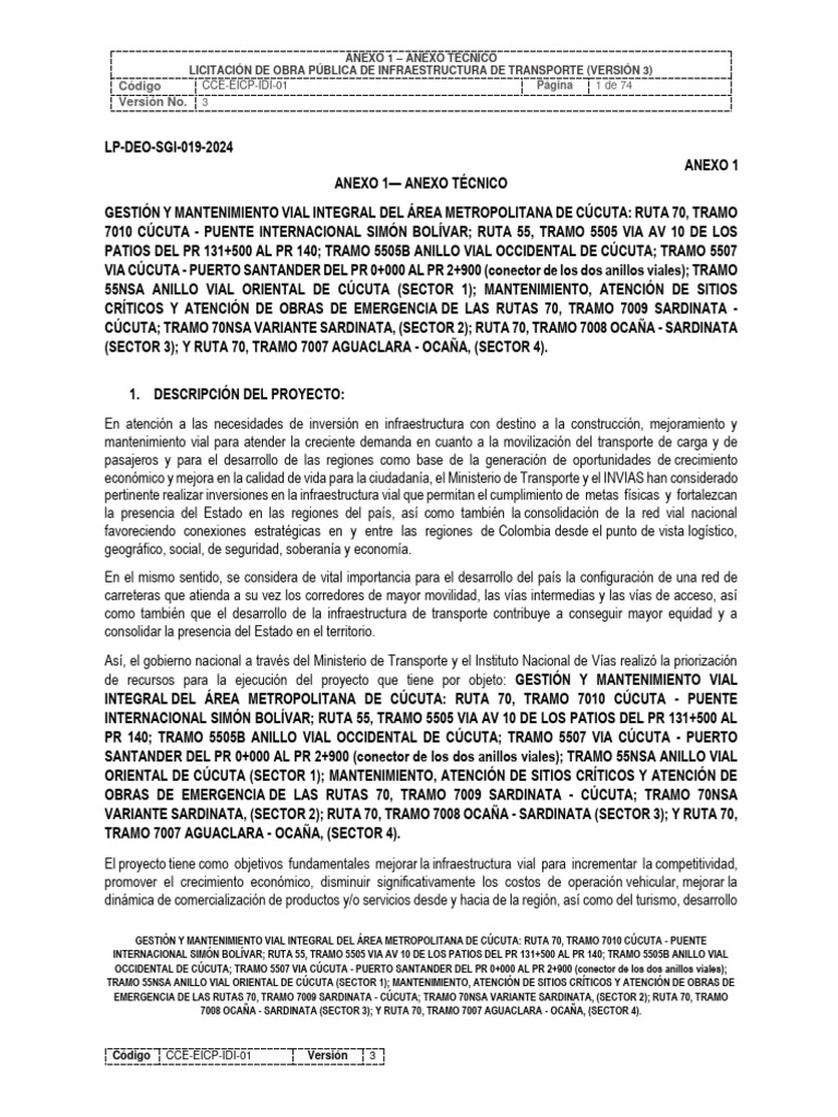 Anexo 1 - Anexo Tecnico | PDF | Sustentabilidad | La carretera