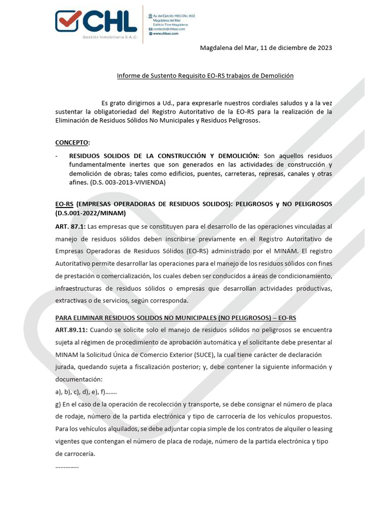 Requisitos EO-RS DEMOLICIÓN | PDF | Residuos