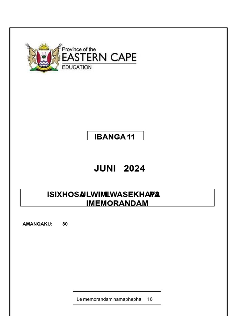 June Imemorandam Iphepha Ibanga 11 2024 | PDF