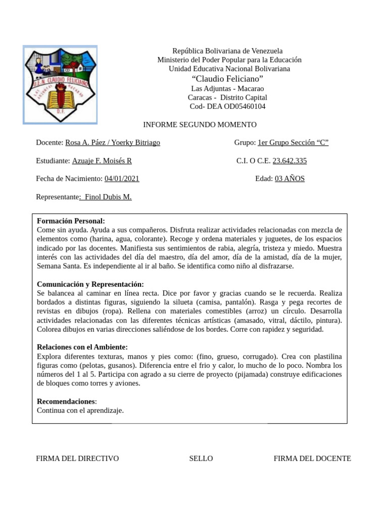 Boletas Maestra America Segundo Momento | PDF | Venezuela | Amor