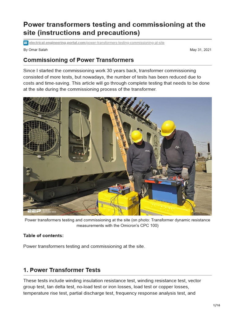 Power Transformer Testing Procedures | PDF | Transformer | Capacitor
