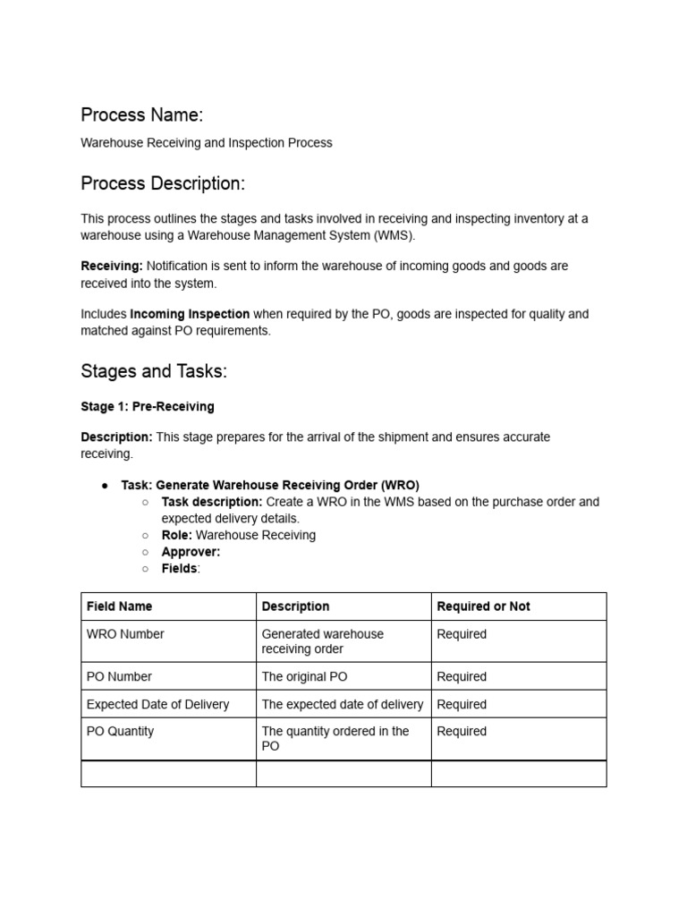 Warehouse Receiving & Inspection Process | PDF | Warehouse | Computing