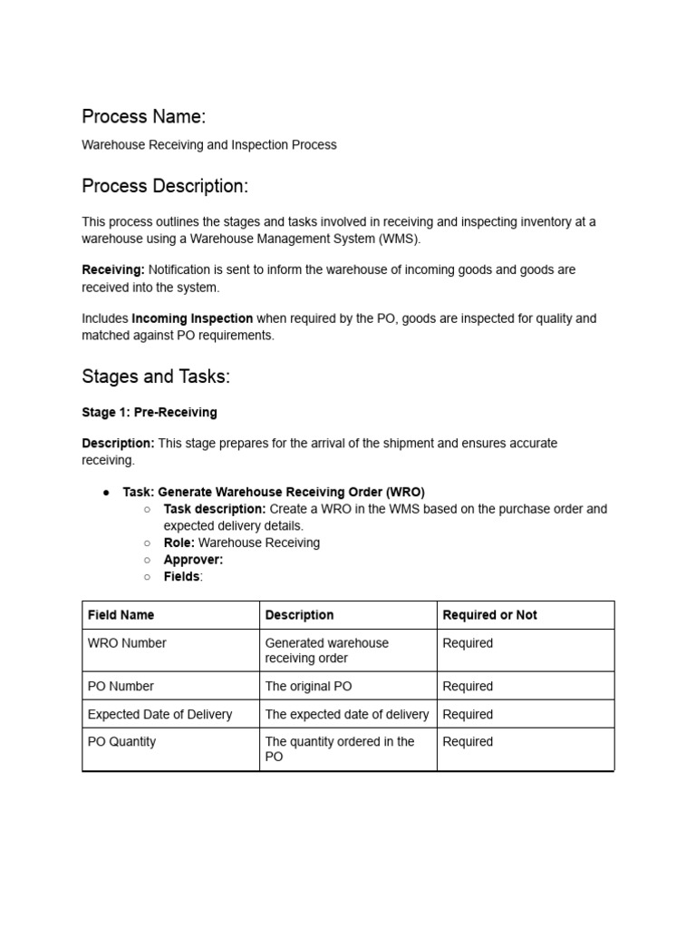 Wms Receiving And Inspection V3 Pdf Warehouse Computing