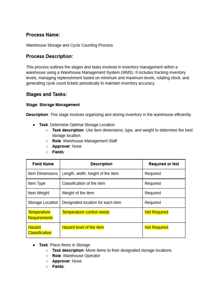 Warehouse Cycle Counting Process | PDF | Warehouse | Inventory