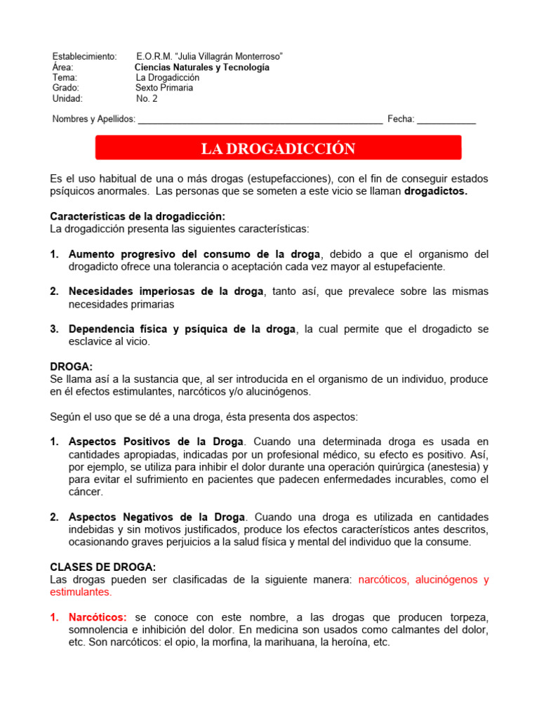 La Drogadicción | PDF | Drogas | La dependencia de sustancias
