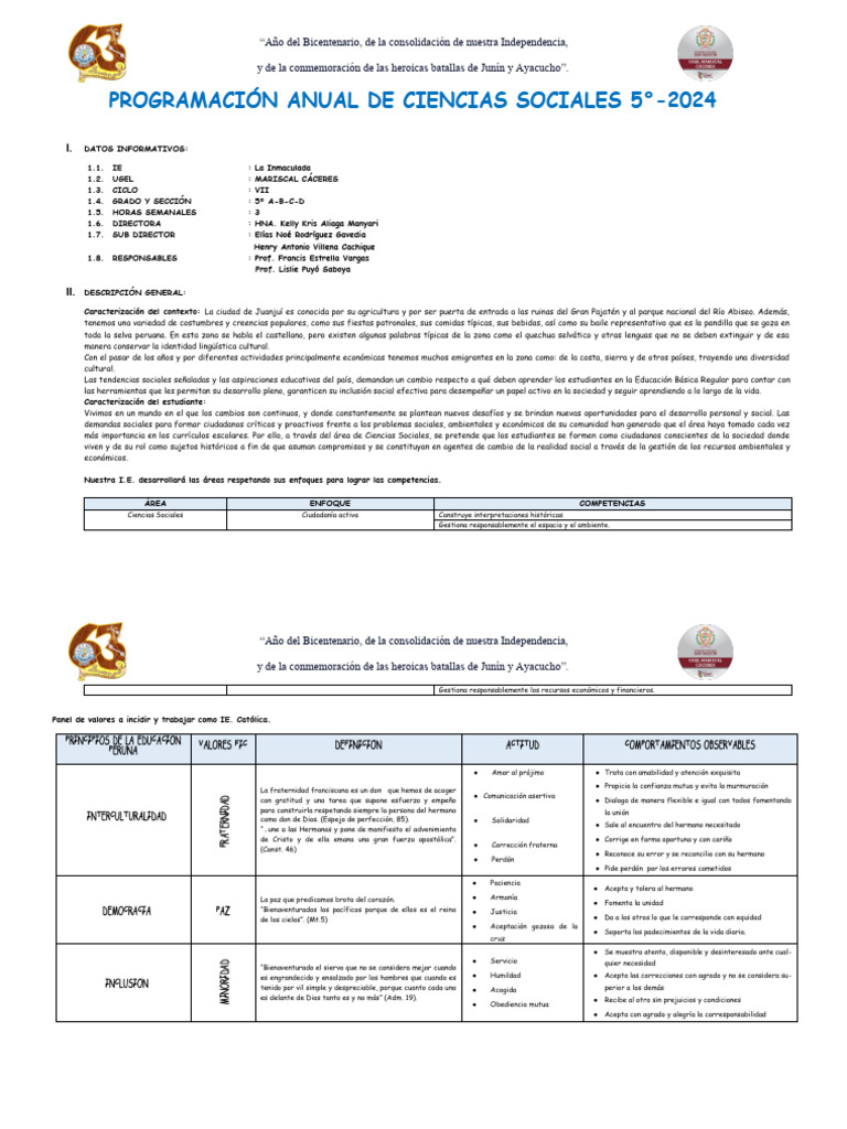 Programación Anual 5° CCSS | PDF | Sustentabilidad | Contaminación