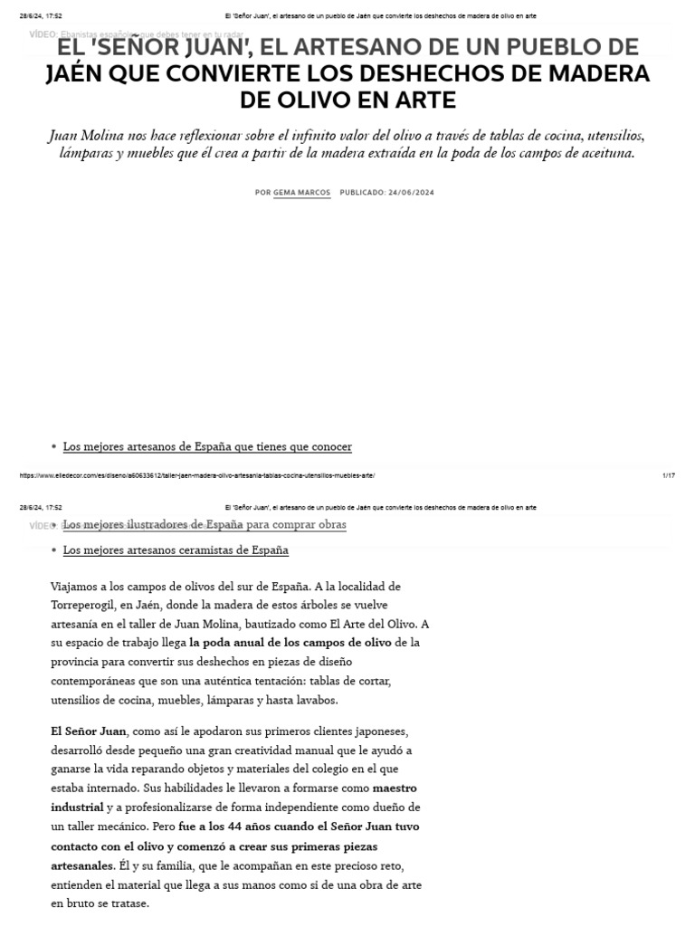 Artesanía del Olivo en Jaén: El Señor Juan | PDF | Aceituna | Madera