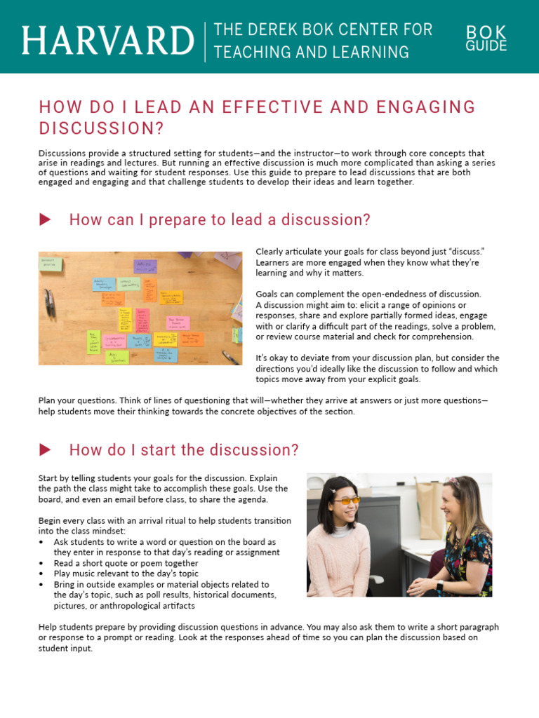Leading Engaging Classroom Discussions | PDF | Reading Comprehension ...
