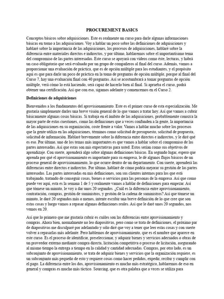 Procurement Basics | PDF | Obtención | Business