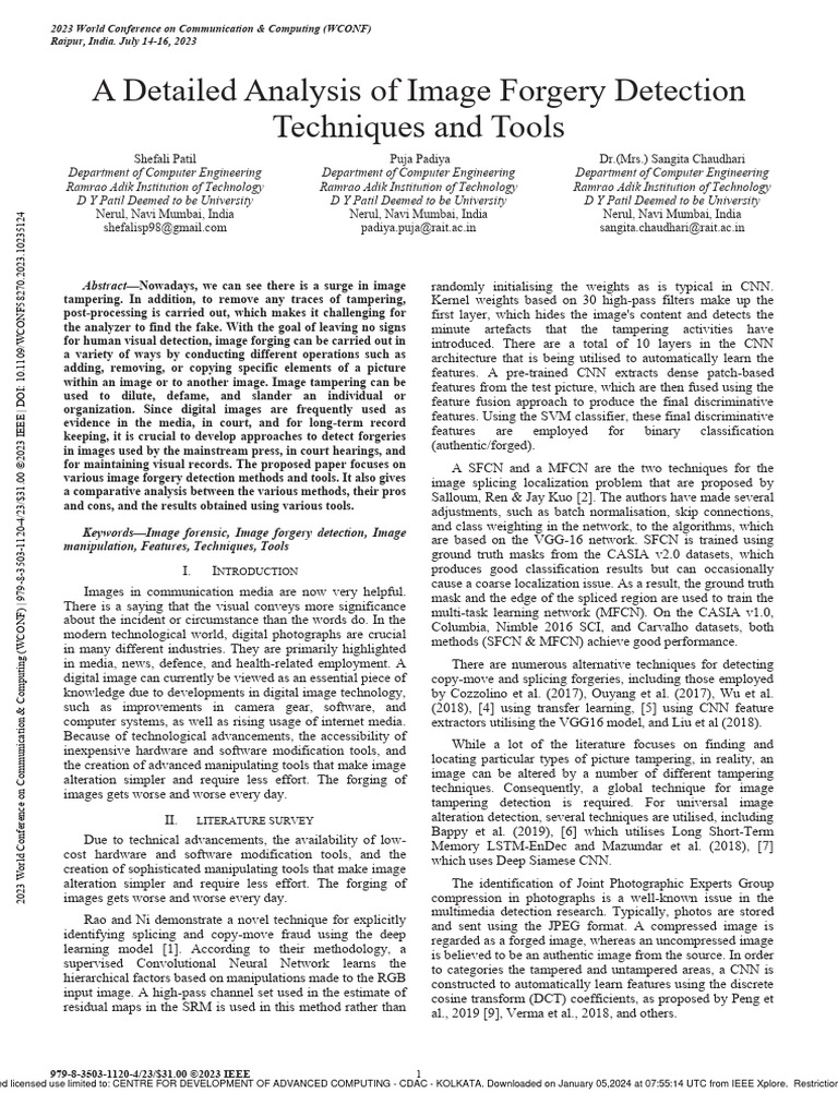 A Detailed Analysis of Image Forgery Detection Techniques and Tools | PDF | Data Compression ...