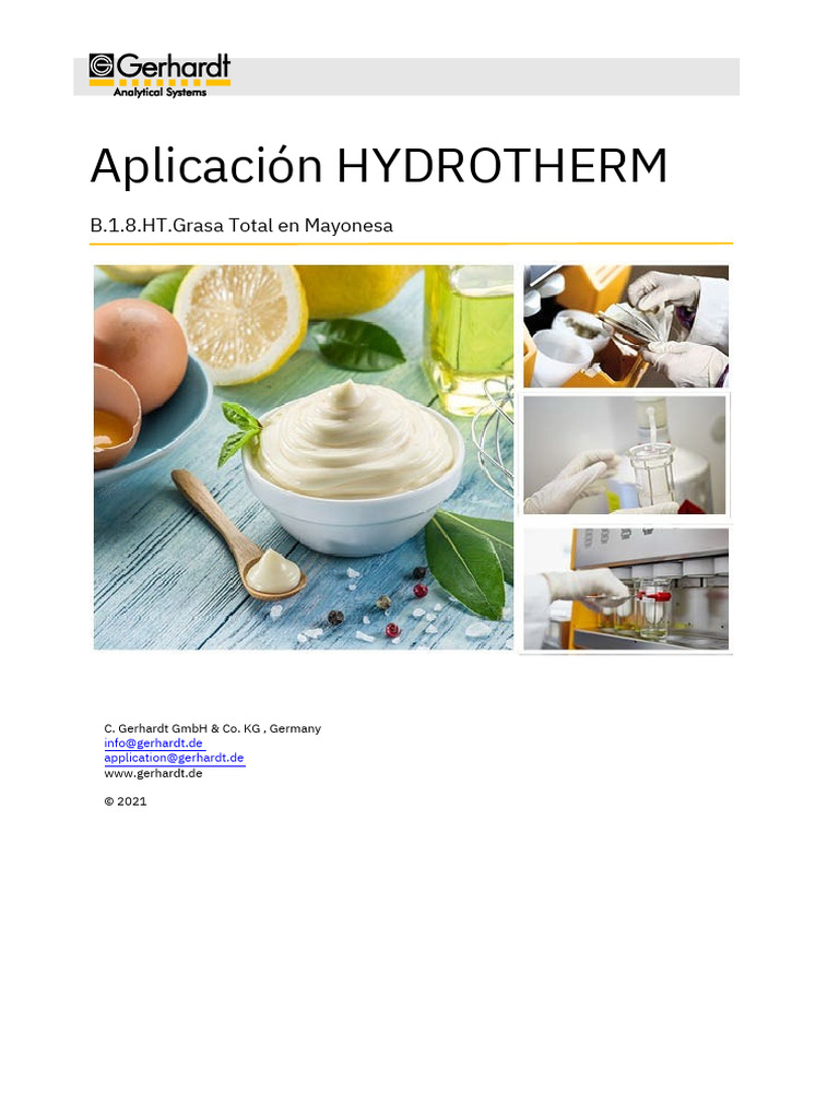 Aplicacion HYDROTHERM para MAYONESA ESPAÑOL | PDF | Destilación | Ácido ...