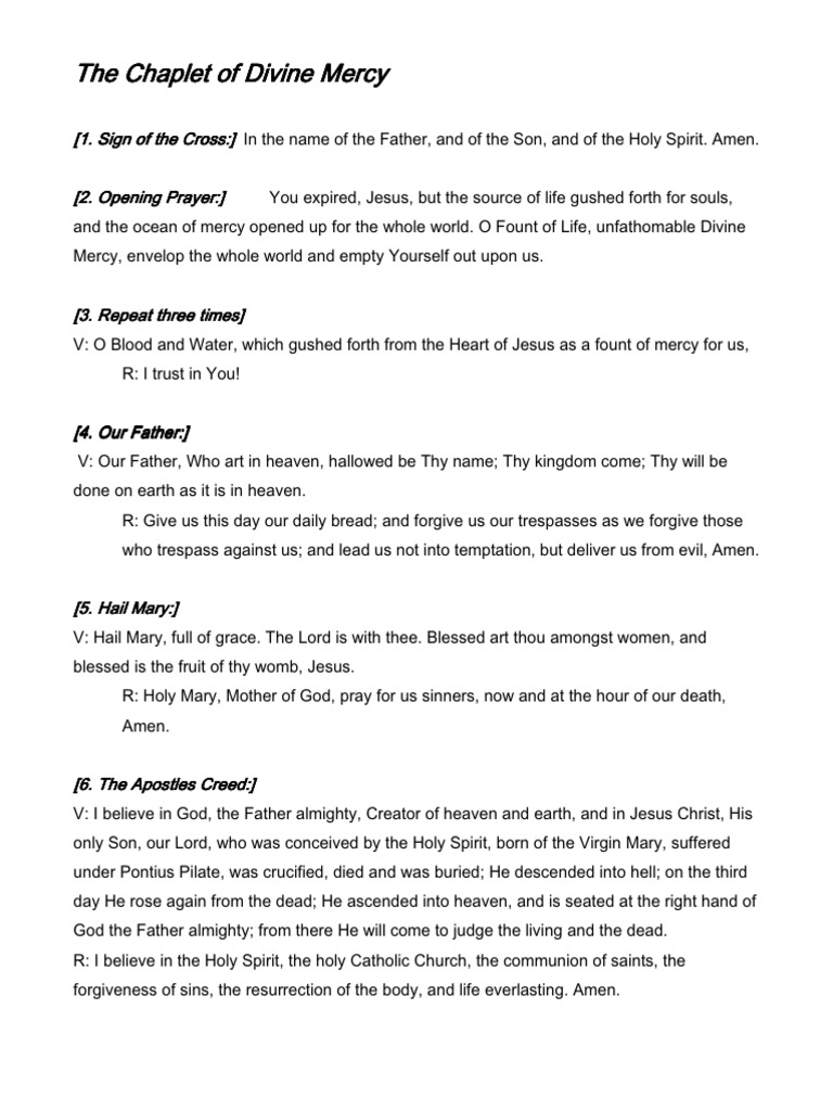 Divine Mercy Chaplet Prayer Guide | PDF | God The Father | Lord's Prayer
