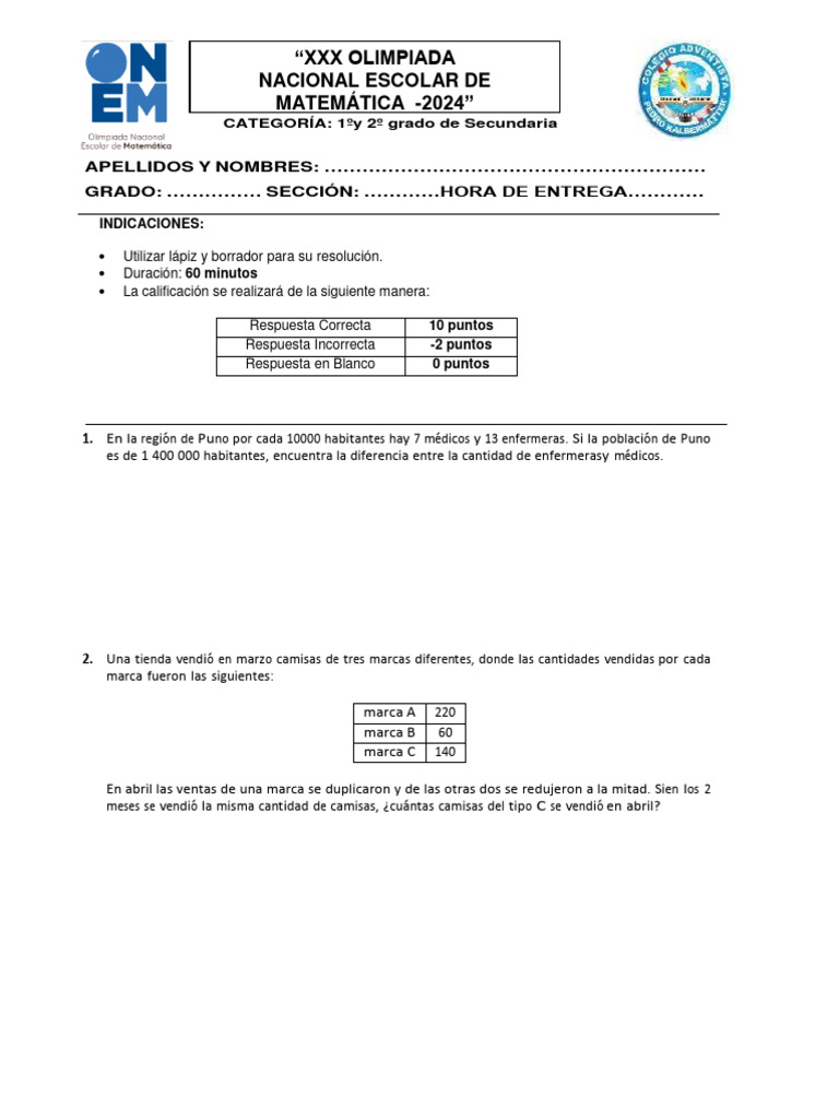 Examen Nivel 1 Onem | PDF