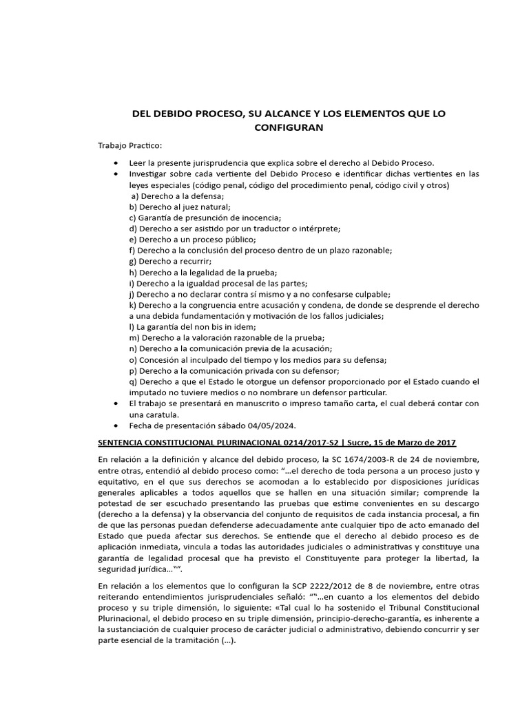 Elementos del Debido Proceso Jurídico | PDF | Debido al proceso | Ley ...