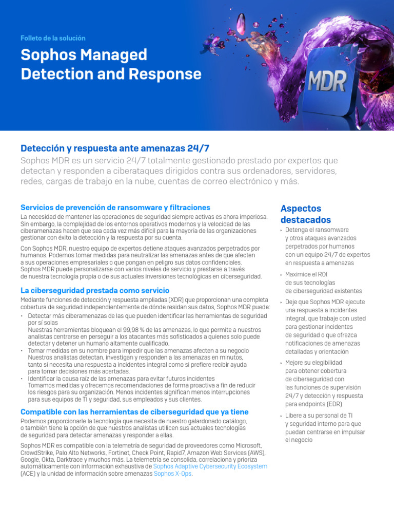 Sophos Managed Detection and Response Bres | PDF | Seguridad | La seguridad informática