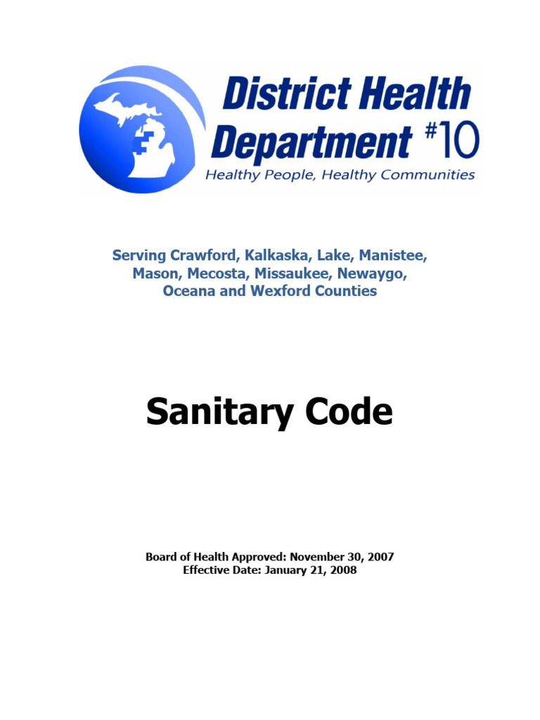 Sanitary Code for Health Officials | PDF | Septic Tank | Sewage Treatment