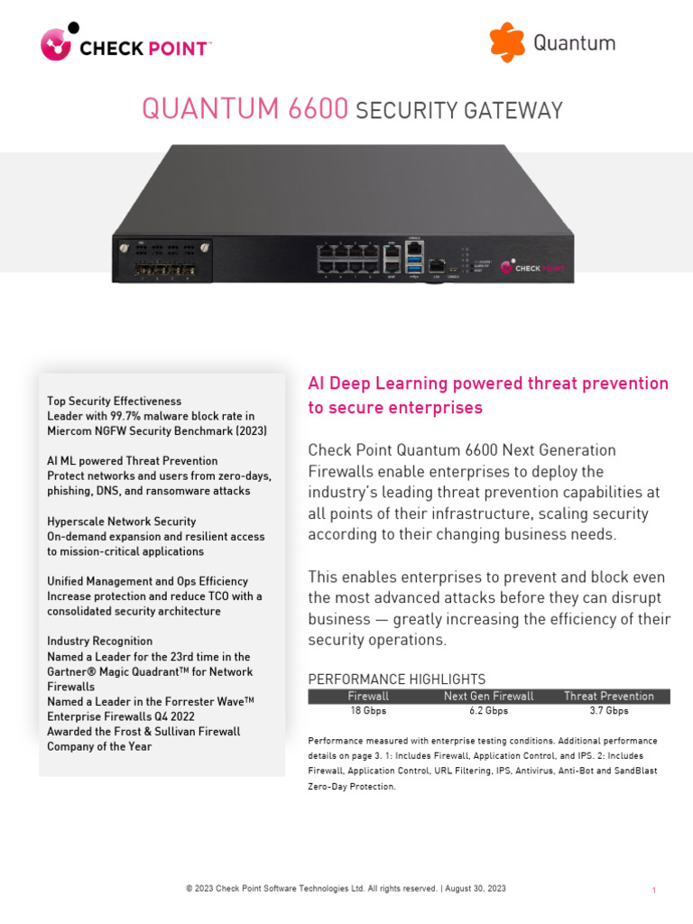 6600 Security Gateway Datasheet | PDF | Firewall (Computing) | Security