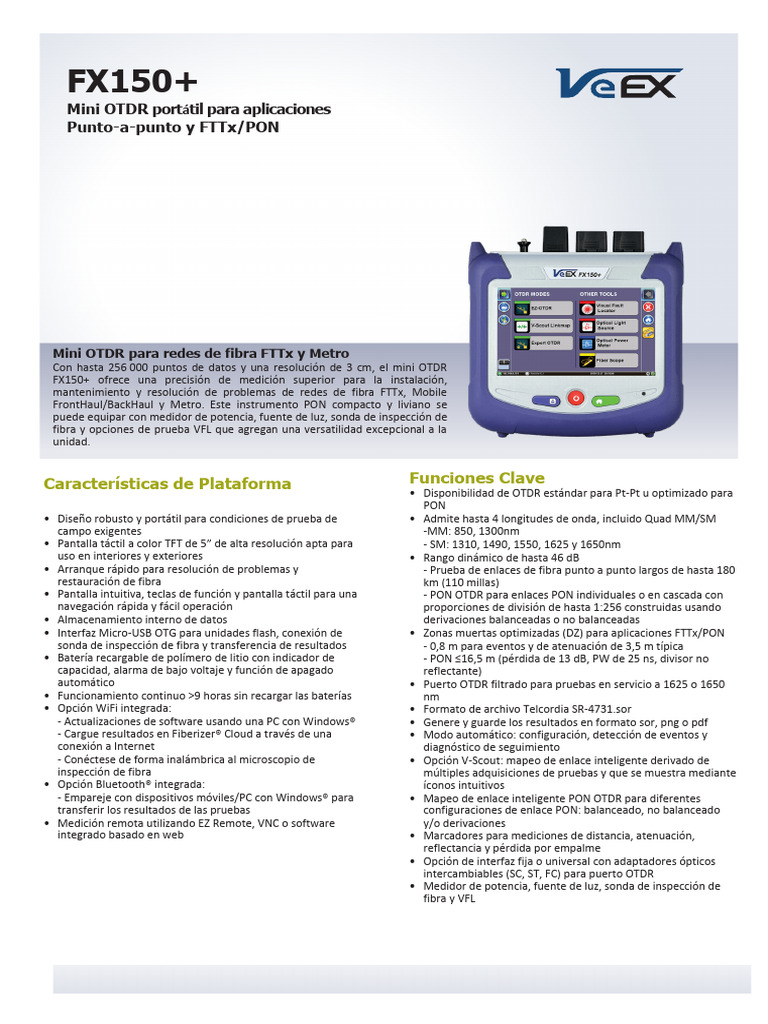 Mini OTDR FX150+: Soluciones PON y FTTx | PDF | Computación en la nube ...